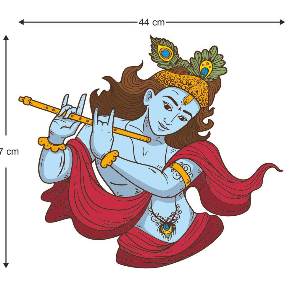 Shri Krishna Wall Sticker (PVC Vinyl, 37 cm x 44 cm, Self-adhesive ...