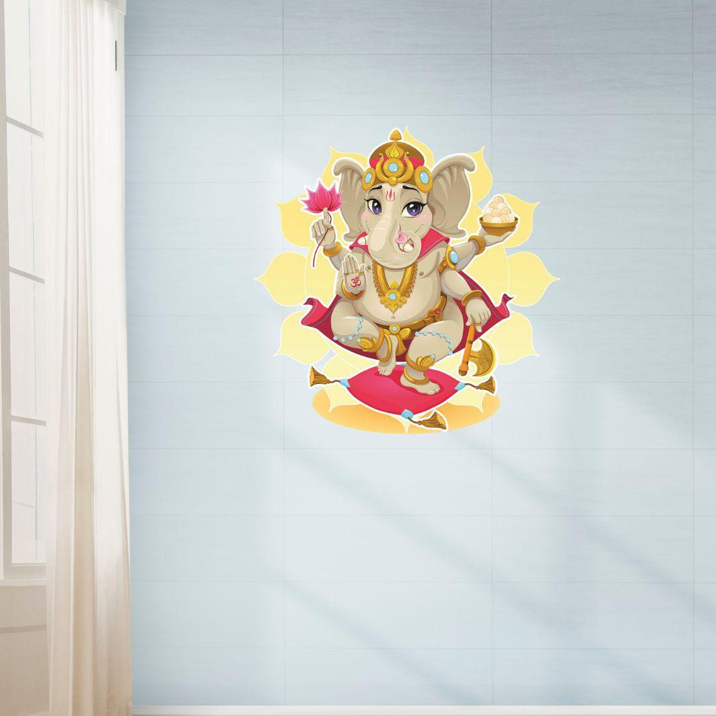 Lord Ganesh Wall Sticker (PVC Vinyl, 45 cm x 45cm, Self-adhesive) – Rangoli