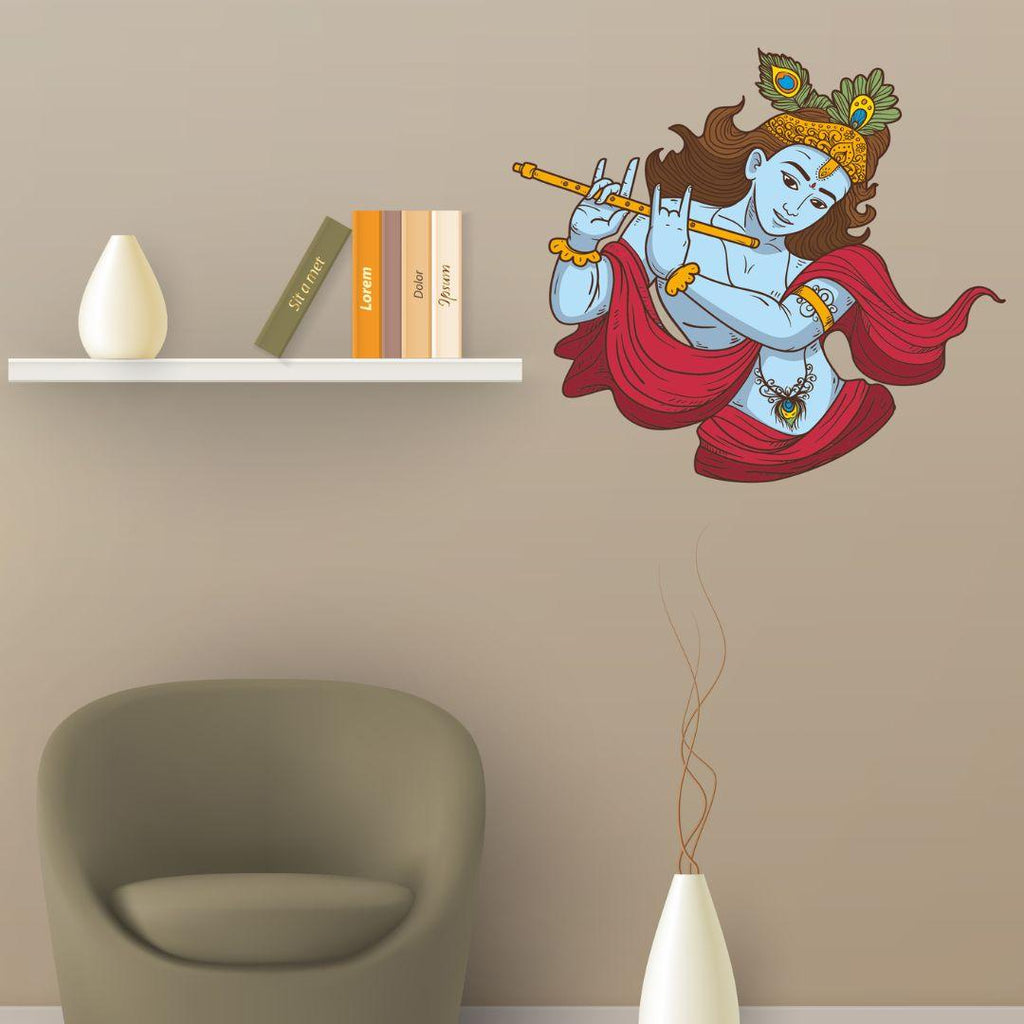 Shri Krishna Wall Sticker (PVC Vinyl, 37 cm x 44 cm, Self-adhesive ...