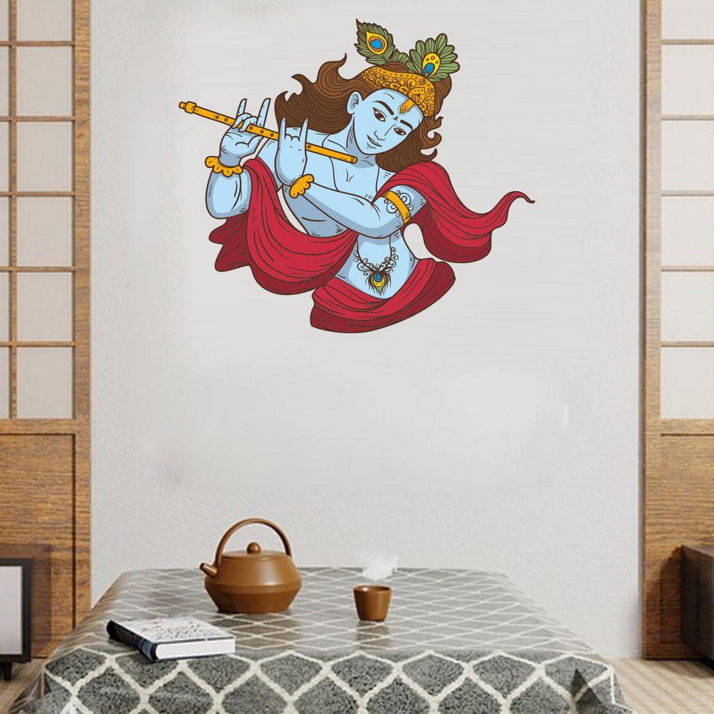 Shri Krishna Wall Sticker (PVC Vinyl, 37 cm x 44 cm, Self-adhesive ...