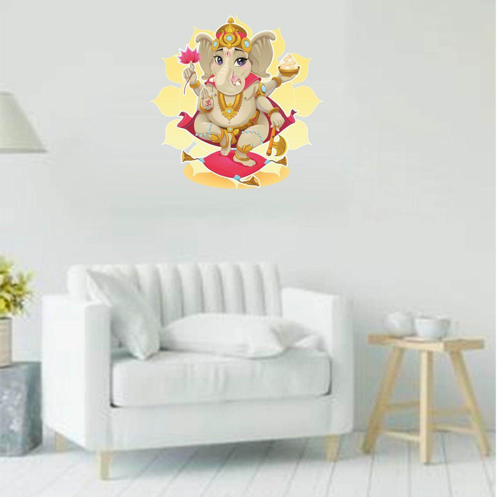 Lord Ganesh Wall Sticker (PVC Vinyl, 45 cm x 45cm, Self-adhesive) – Rangoli