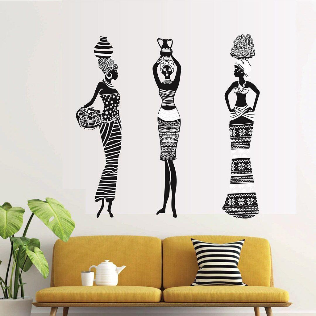 Traditional African Tribal Ladies Wall Sticker (PVC Vinyl, Self ...