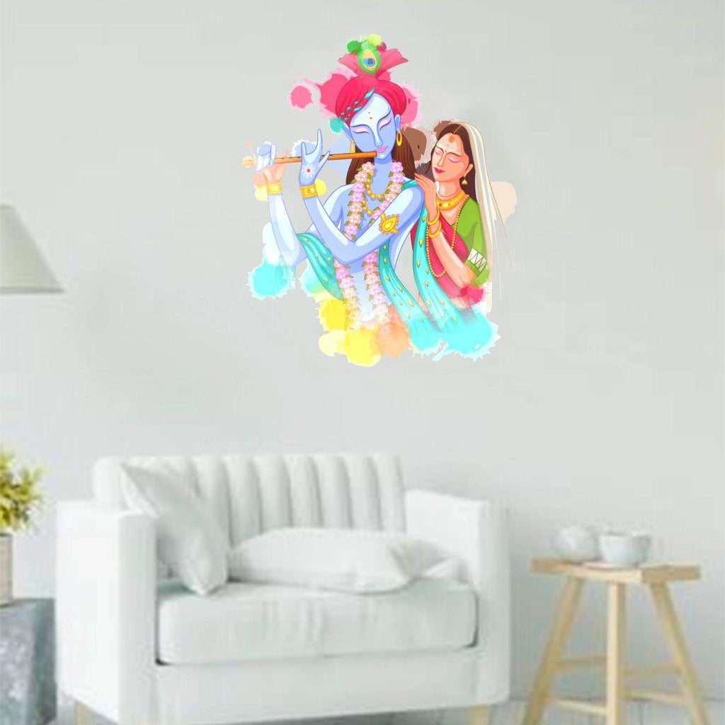 Radha Krishna Wall Stickers (PVC Vinyl, Self-adhesive) – Rangoli