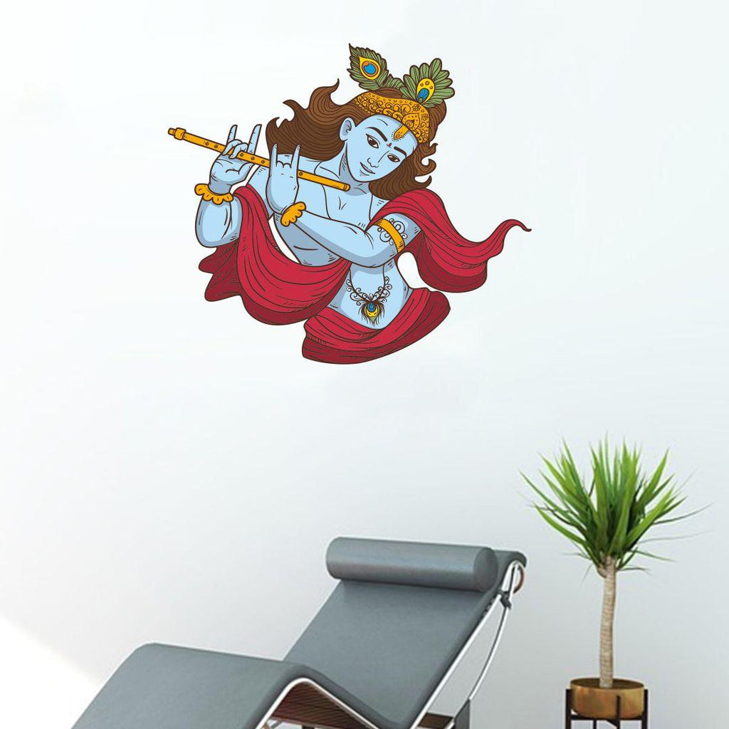 Shri Krishna Wall Sticker (PVC Vinyl, 37 cm x 44 cm, Self-adhesive ...