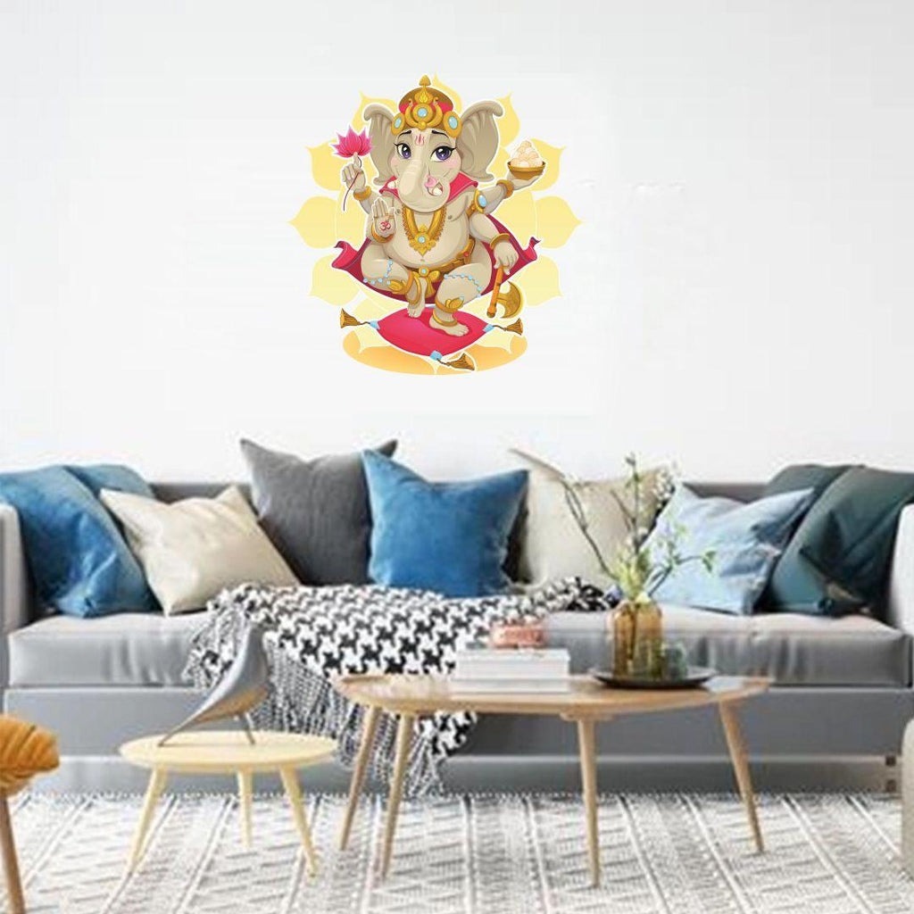 Lord Ganesh Wall Sticker (PVC Vinyl, 45 cm x 45cm, Self-adhesive) – Rangoli