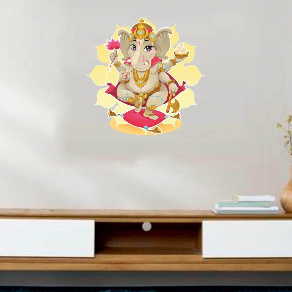 Lord Ganesh Wall Sticker (PVC Vinyl, 45 cm x 45cm, Self-adhesive) – Rangoli