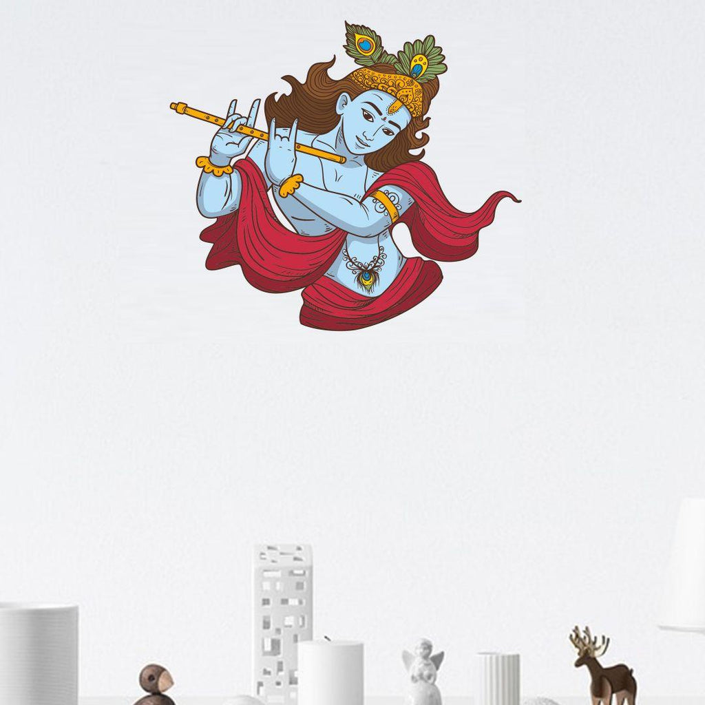 Shri Krishna Wall Sticker (PVC Vinyl, 37 cm x 44 cm, Self-adhesive ...