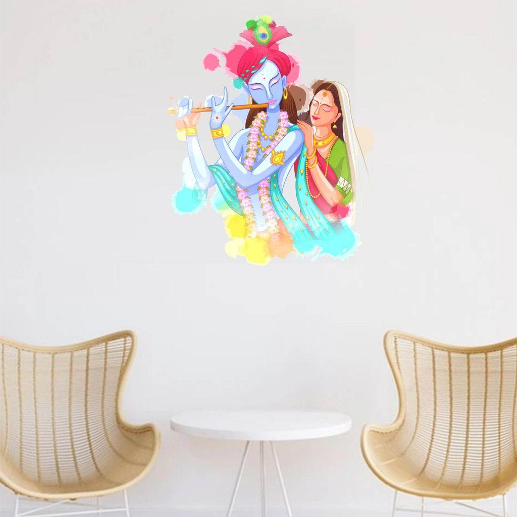 Radha Krishna Wall Sticker (PVC Vinyl, Self-adhesive) – Rangoli