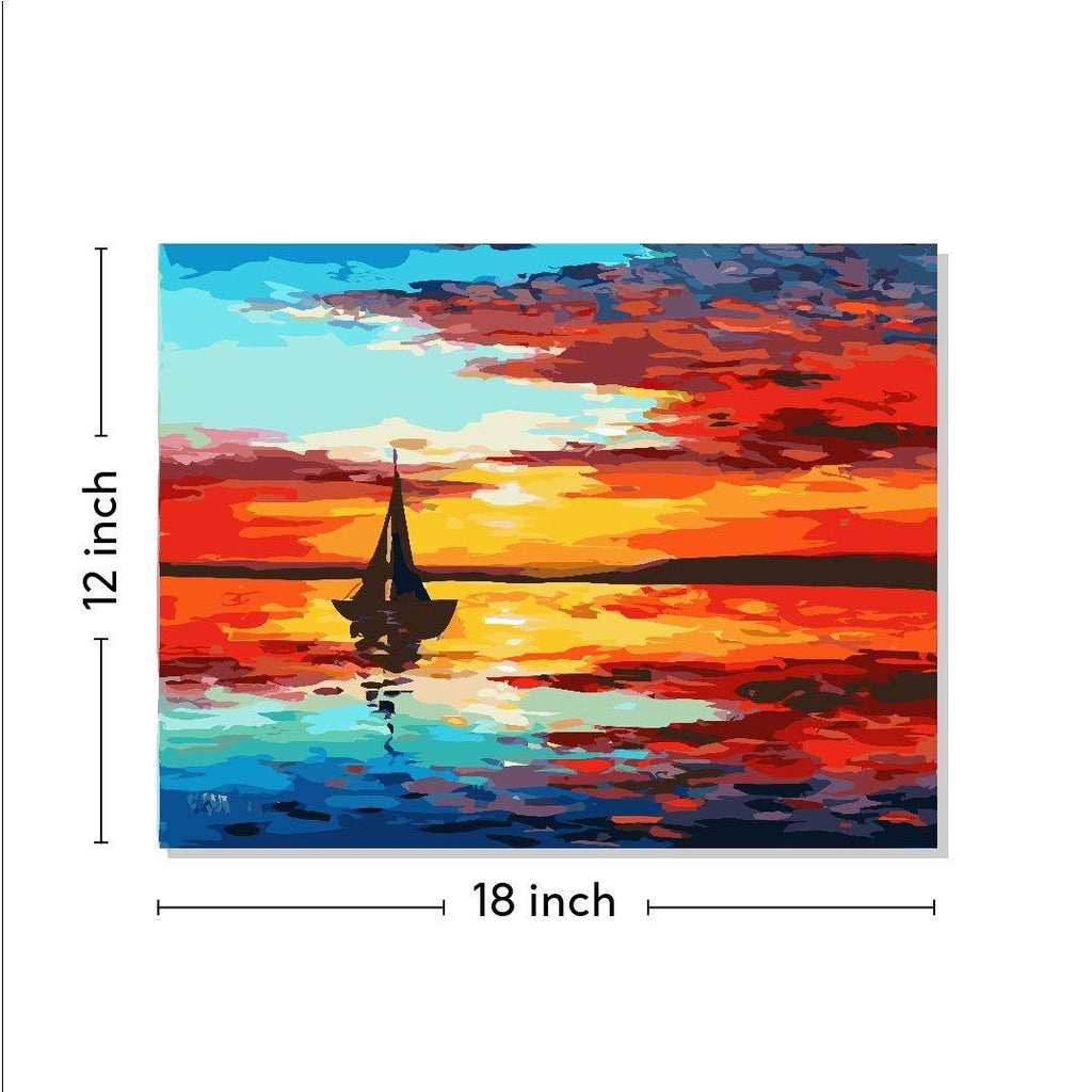 Abstract Boat Scenery Canvas Wall Painting | Cotton Stretched Canvas ...