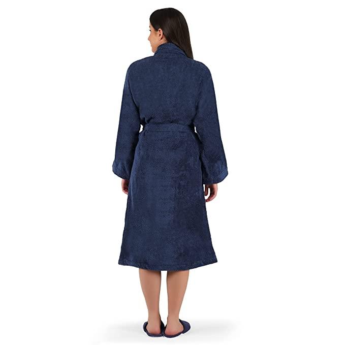Canningvale Women 550 GSM Cotton Bathrobe - Navy Blue – Rangoli